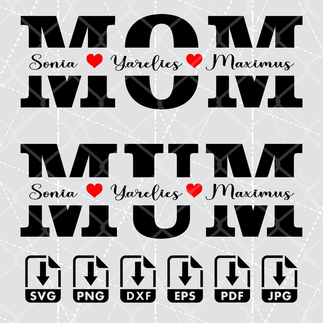 Mom Monogram SVG, Png, Eps, Dxf, Pdf, Digital Cut File, Cricut Maker ...