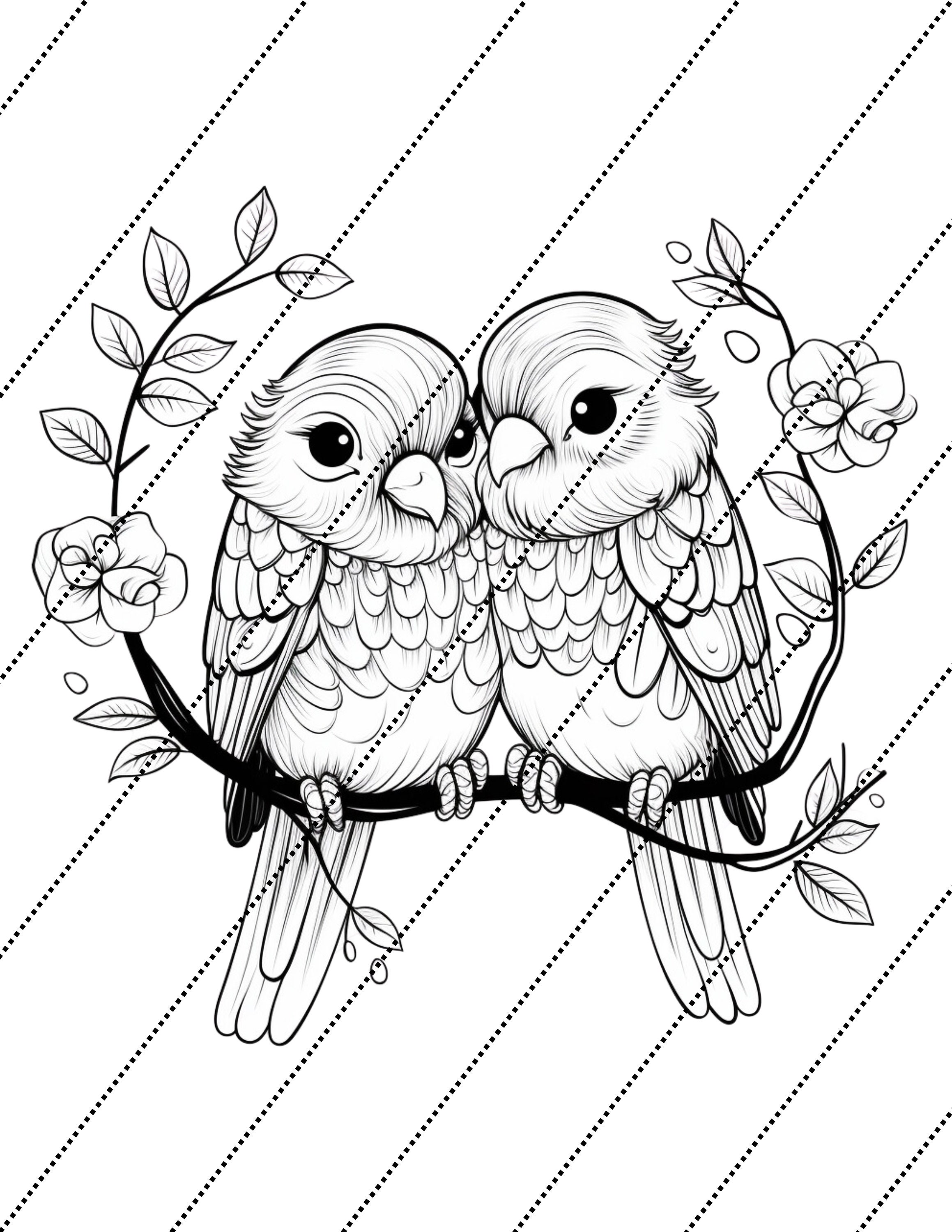 Love Birds Kids Coloring Page Coloring Sheet Printable PDF Homeschool ...