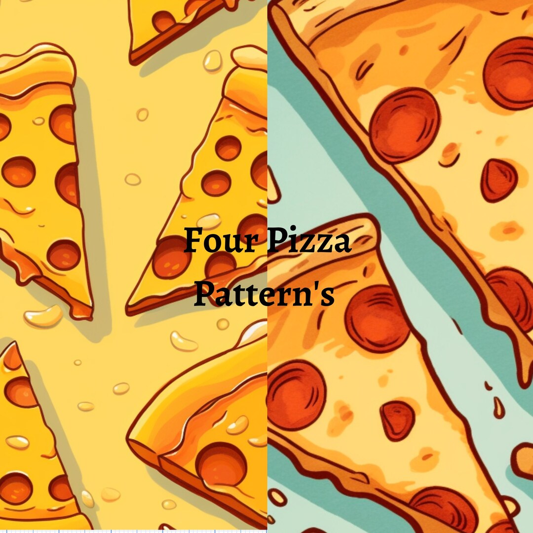 Four Seamless Pizza Patterns SVG, Png, Eps, Dxf, Pdf, Digital Cut File ...