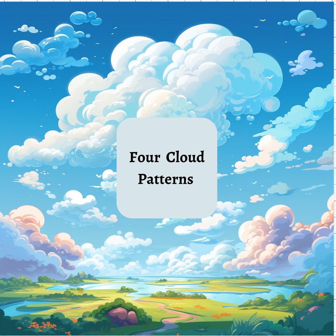 Four Cloud Patterns SVG, Png, Eps, Dxf, Pdf, Digital Cut File, Cricut Maker, Silhouette Cameo 4 ...