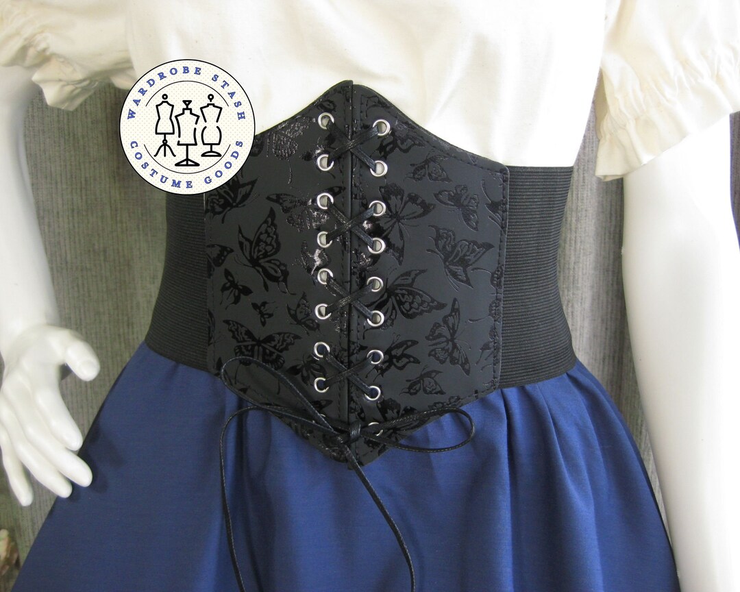 Black Butterfly Corset Wench Belt Fairy Gothic Corset Renaissance ...