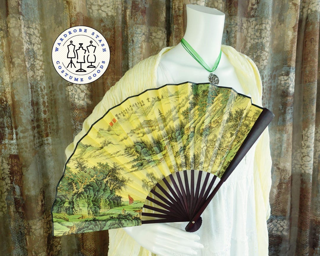Middle Earth Rambling Landscape Fan Painted Silk Folding Fan ...