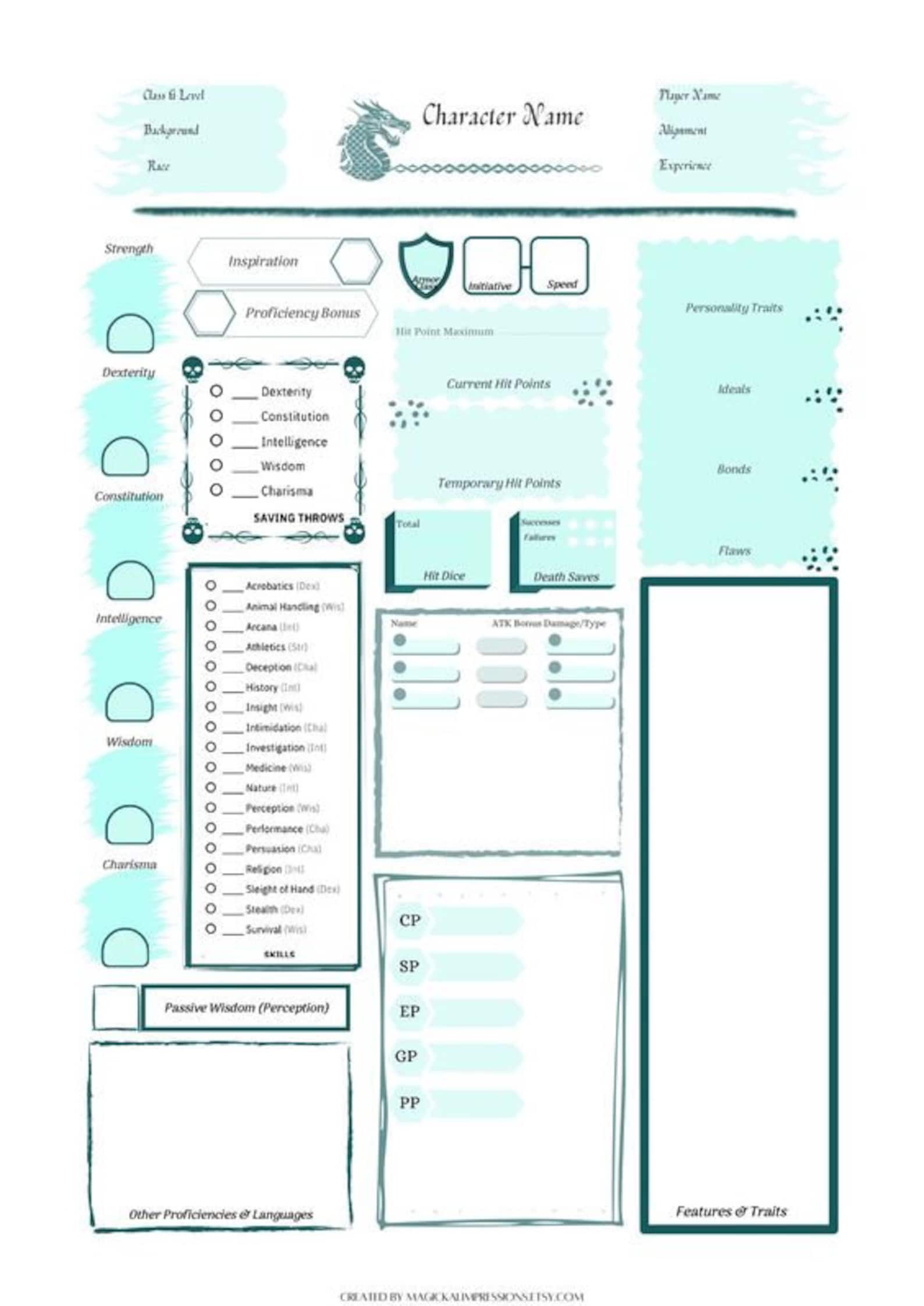 Ultimate D&D Character Sheets Bundle, Printable RPG Templates ...