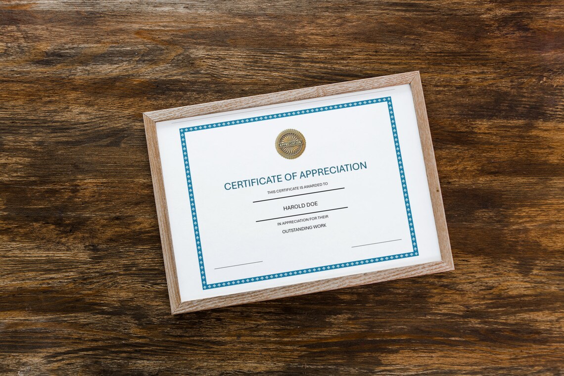 Teal Certificate of Appreciation Customizable Award Templates - Etsy