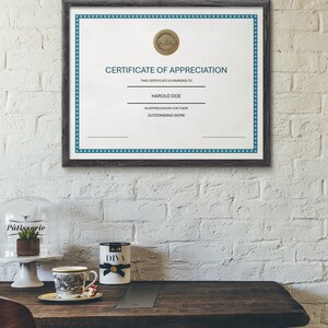 Teal Certificate of Appreciation Customizable Award Templates - Etsy