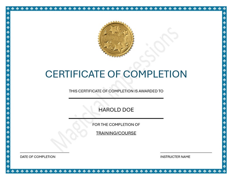 Personalized Certificate of Completion Template: Editable Graduation ...