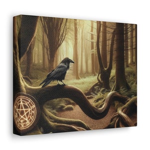Mystical Raven in Enchanted Forest Canvas Art Magical Woodland Wall ...