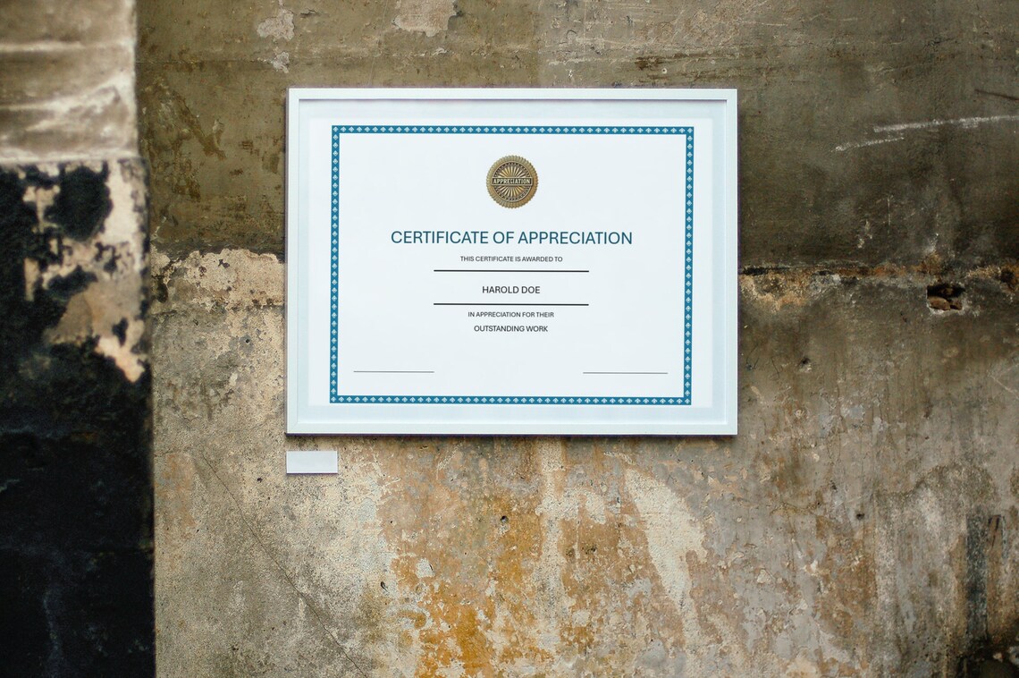 Teal Certificate of Appreciation Customizable Award Templates - Etsy