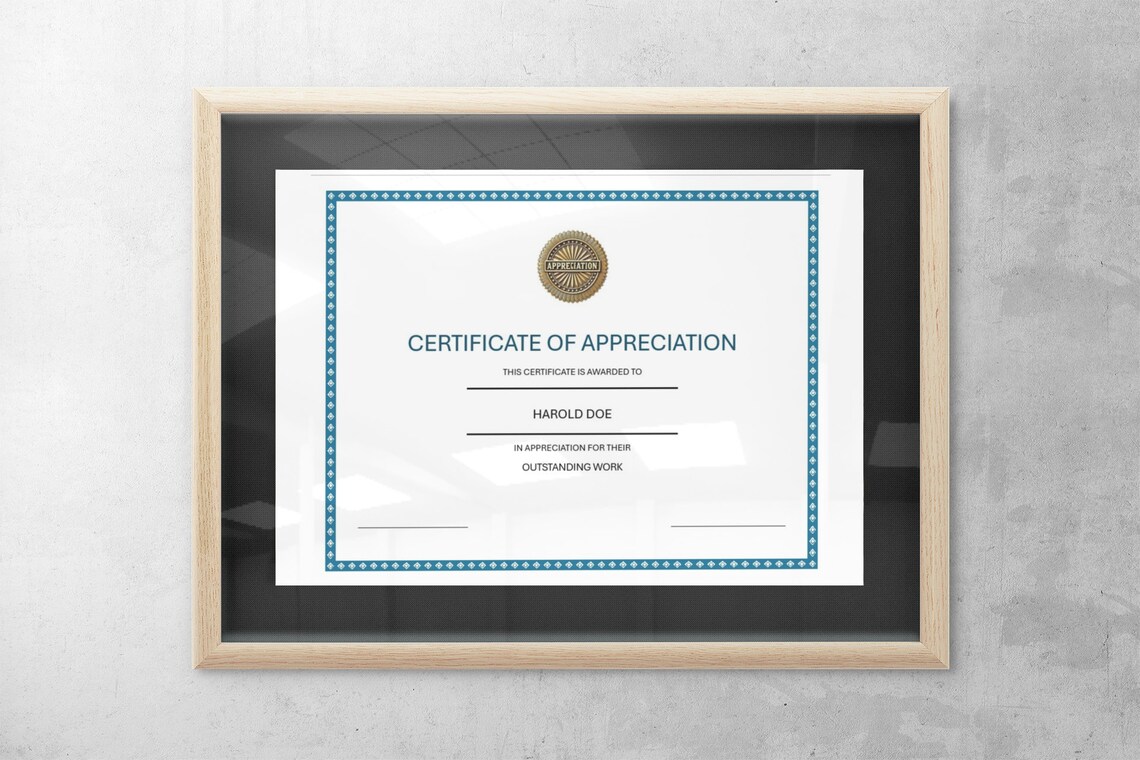 Teal Certificate of Appreciation Customizable Award Templates - Etsy