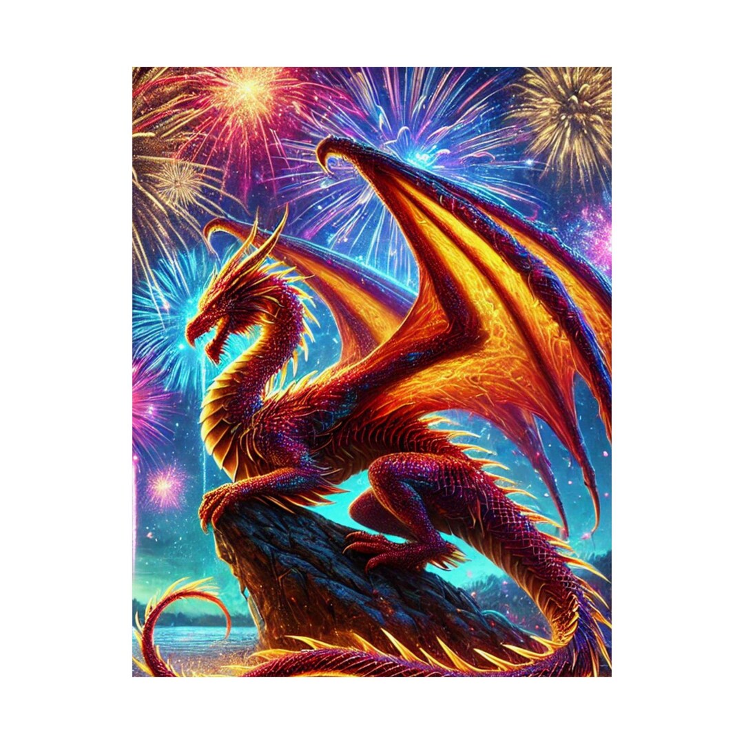 Patriotic Dragon 4th of July Art Print, Independence Day Decor - Etsy