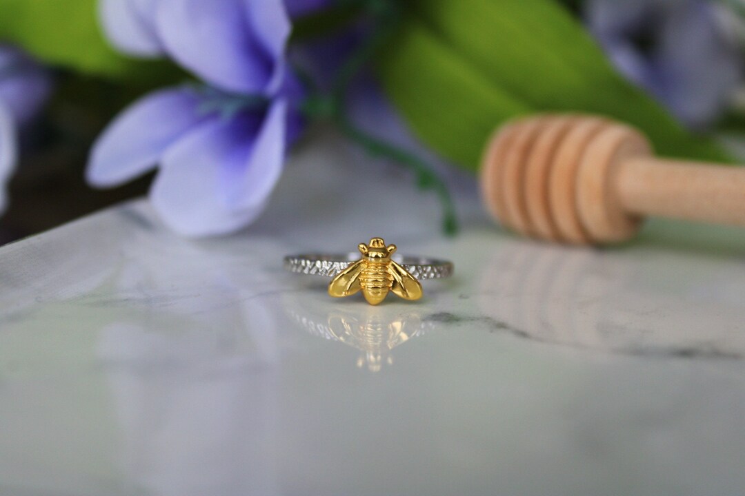 Sterling Silver 925 & 14k Gold Two-tone Bumble Bee Ring Save the Bees ...
