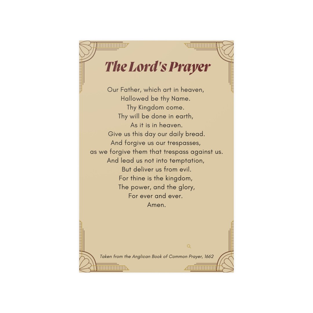 Satin Posters 210gsm Lord's Prayer 1662: Printed Poster for Spiritual ...