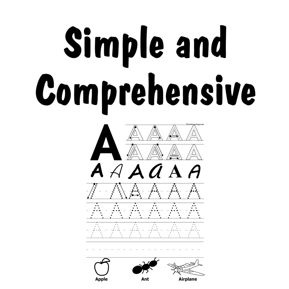 Learn to Write A-Z Upper / Lower Printable Alphabet Handwriting Aid ...