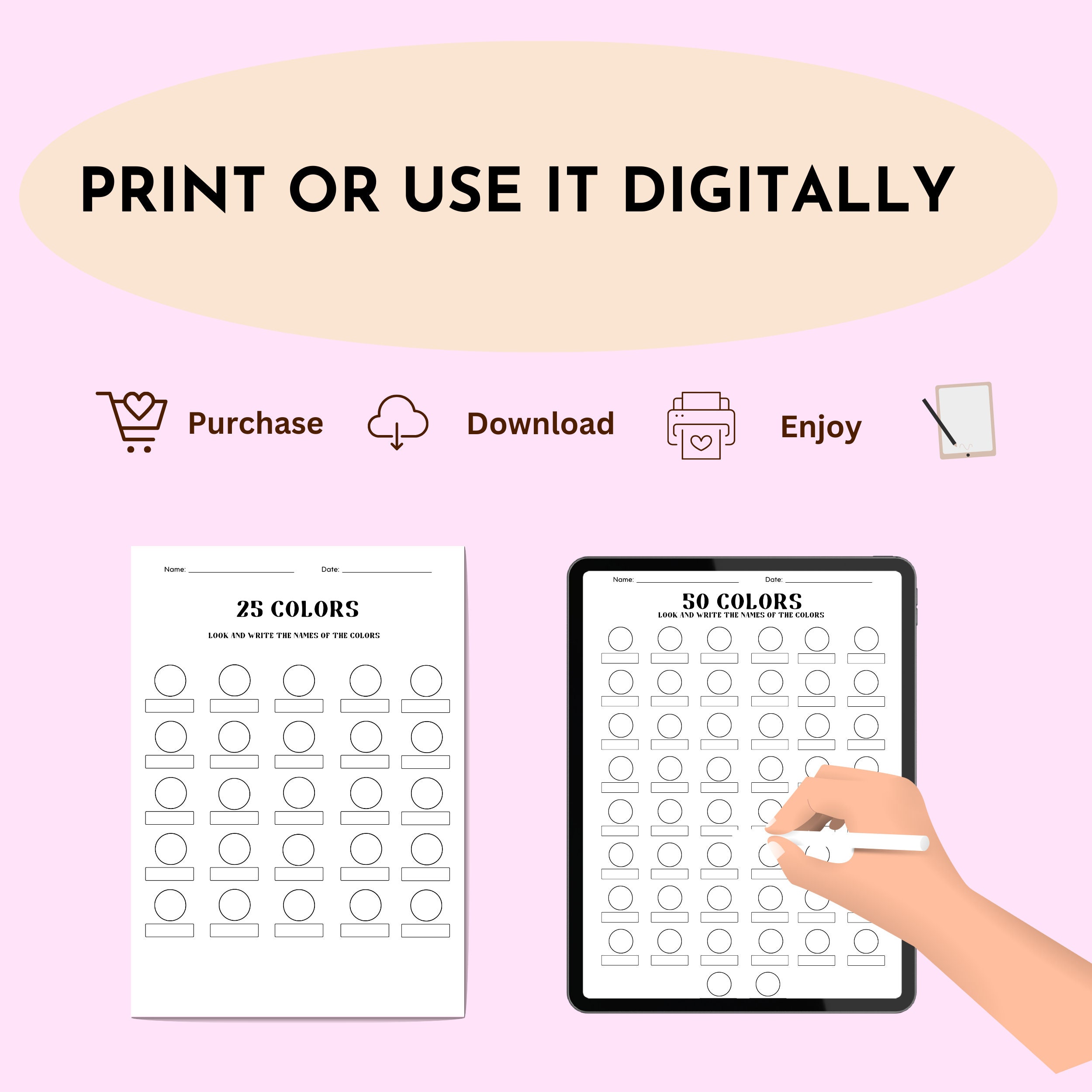 Printable Color Swatch, Color Swatch Chart, Color Swatch Template, DIY ...