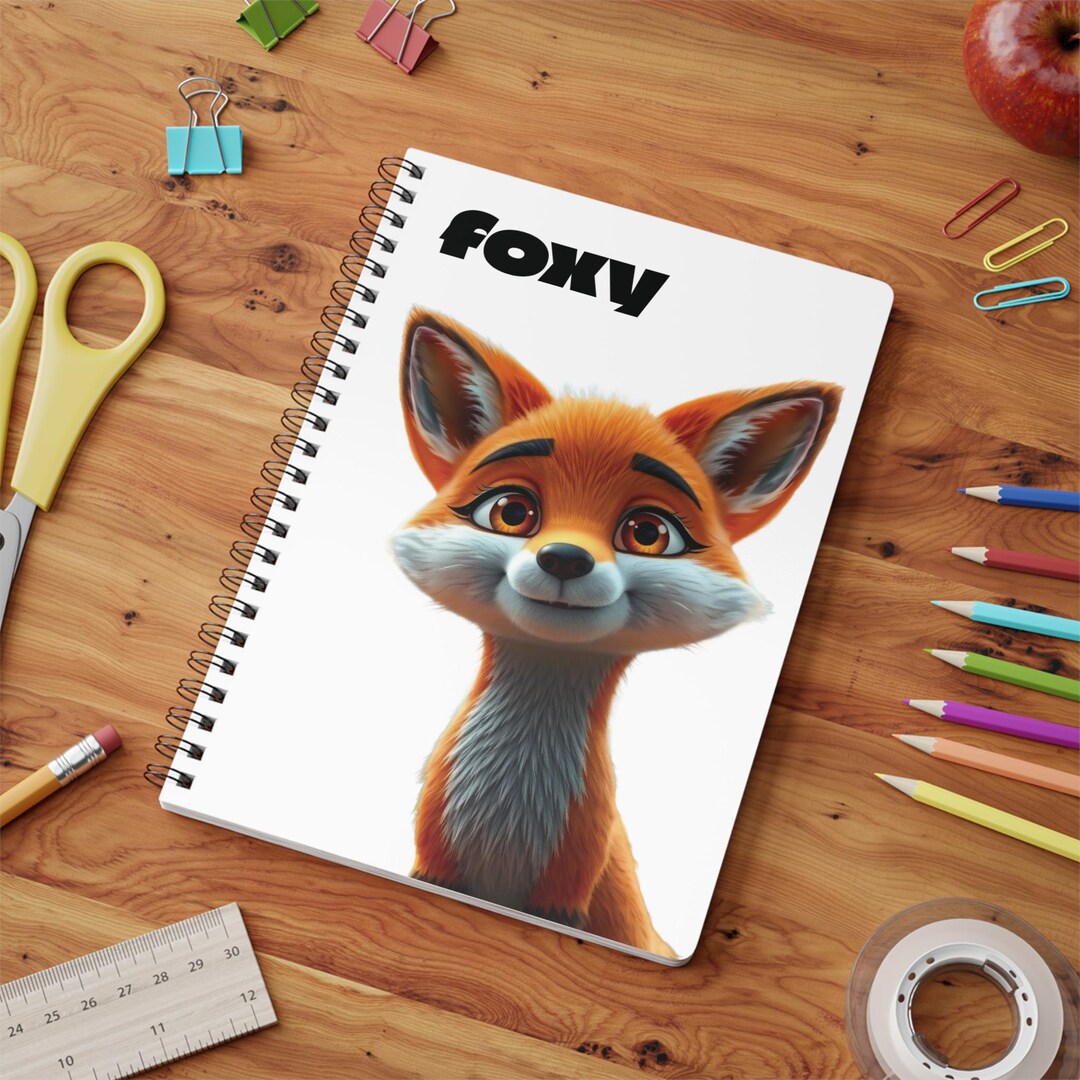 Foxy Wirobound Notebook, Cute Fox Design, A5 Size Journal, Perfect Gift ...