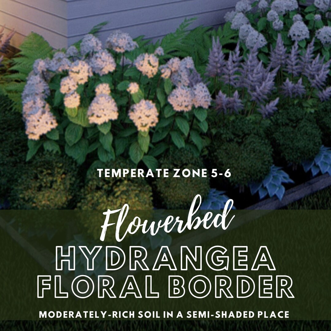 Gift for Small Garden Lovers, Flowerbed Hydrangea Floral Border, Front ...