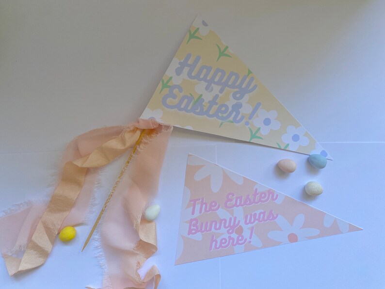 Easter Pennant Flag, Easter Basket Printable, Spring Pennant, Easter ...