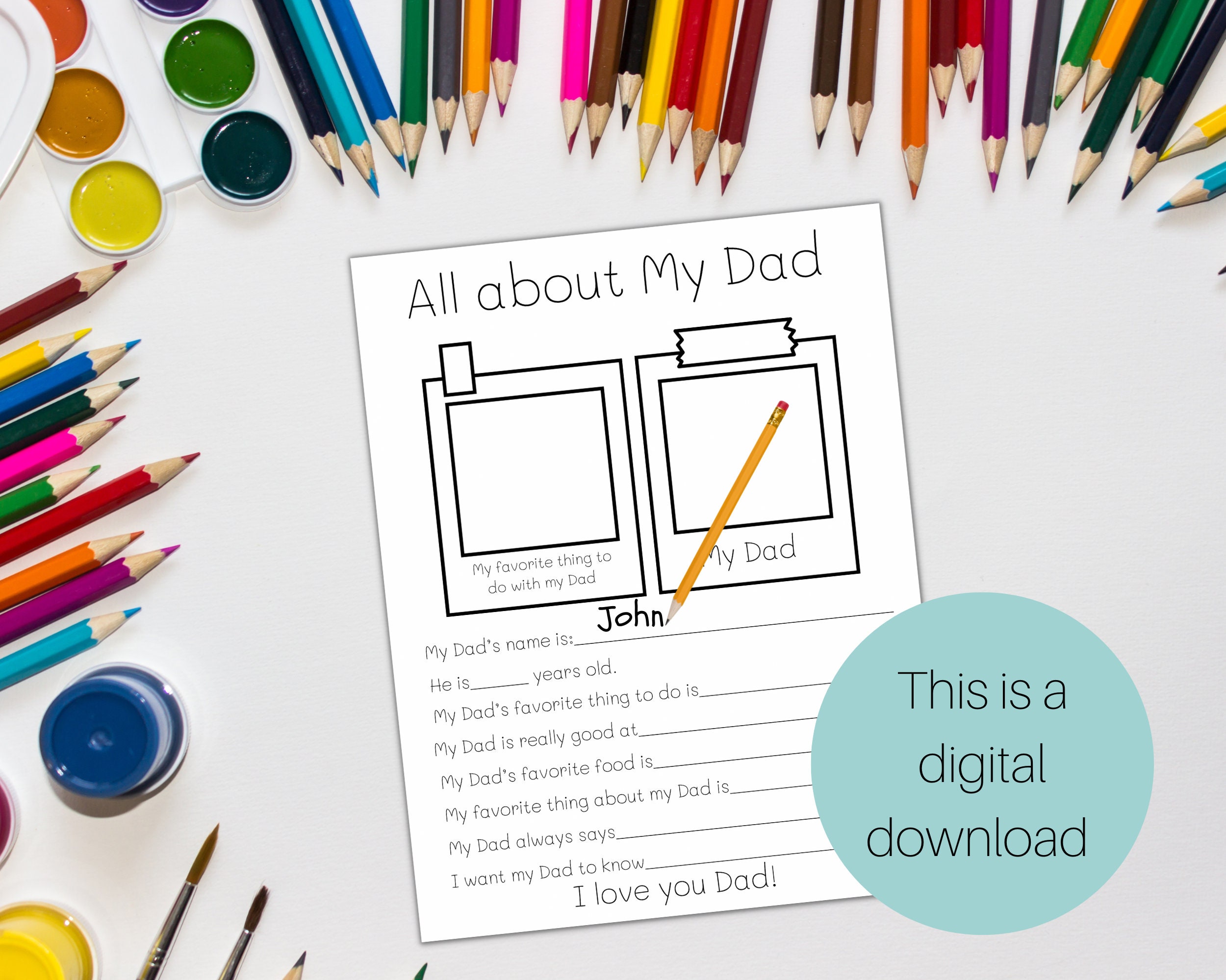 Father's Day Questionnaire, All About My Dad, Father’s Day Gift From ...