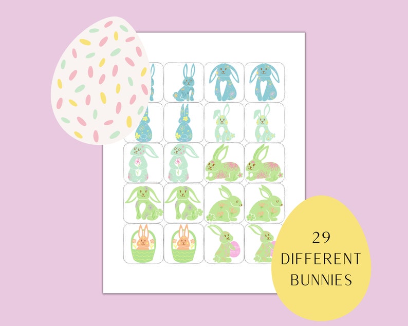 Easter Bunny Memory, Easter Basket Stuffer, Easter Game, Printable ...