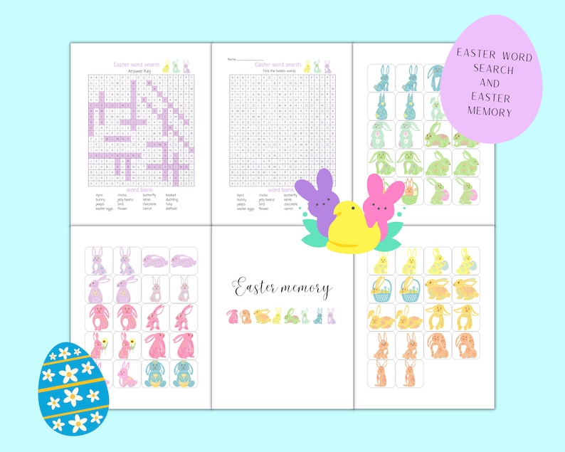 Easter Bunny Memory Adult Coloring Page Adult Coloring Book - Etsy