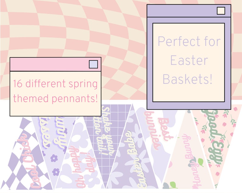 Easter Pennant Flags, Easter Basket Printable, Spring Pennant, Easter ...