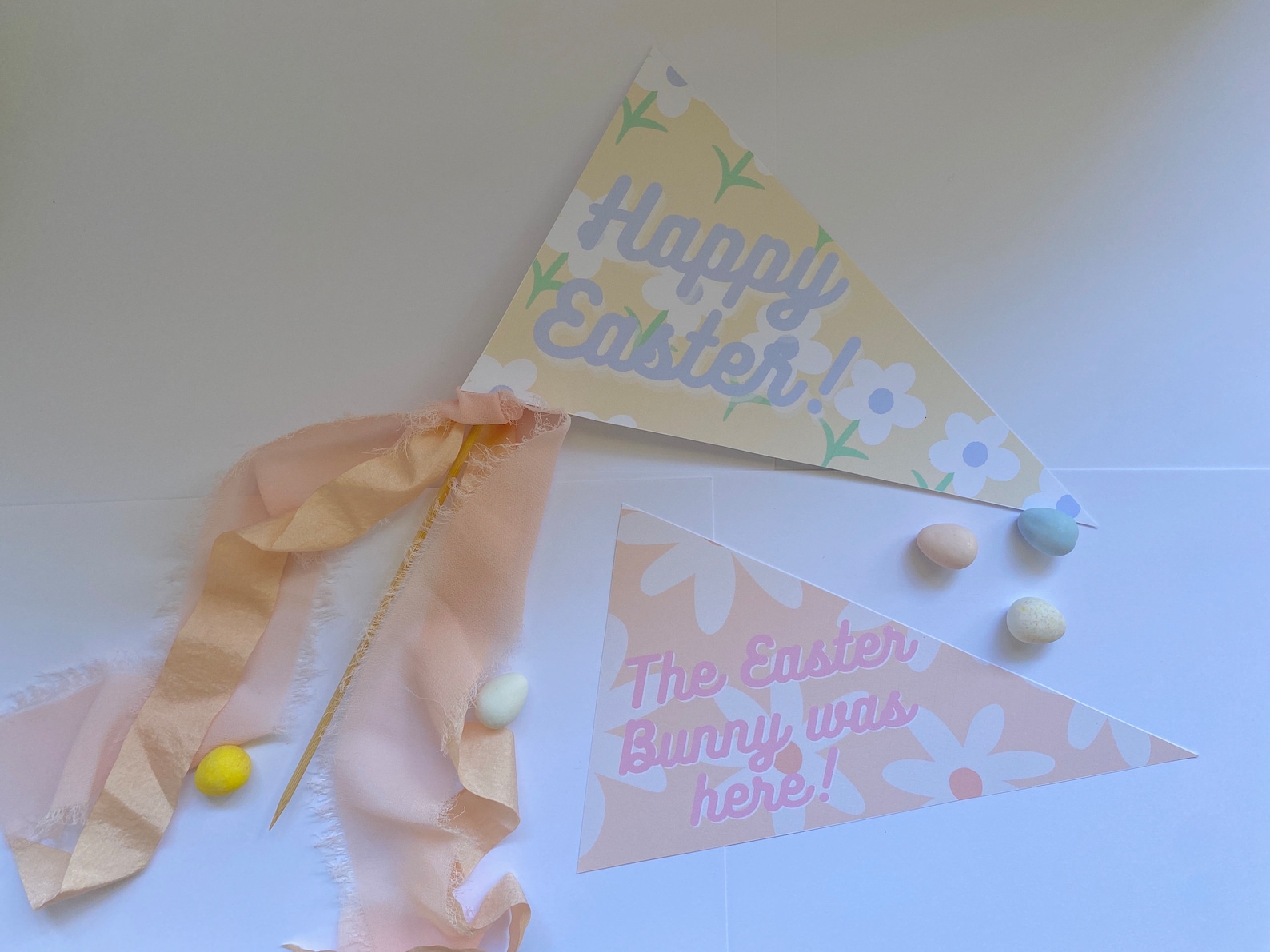Easter Pennant Flags, Easter Basket Printable, Spring Pennant, Easter ...