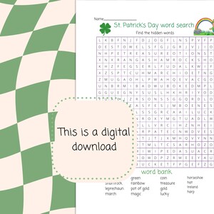 St. Patrick's Day Word Search St. Patrick's Day Activity Printable ...