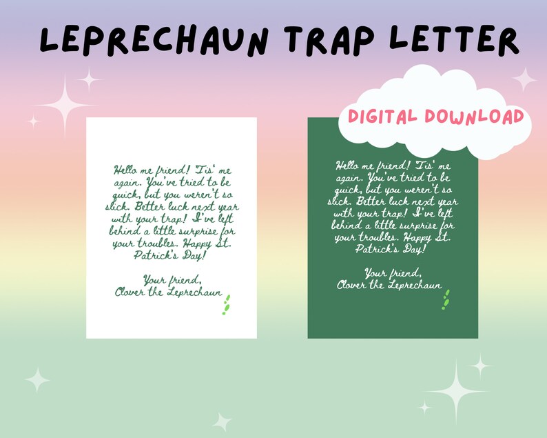 Leprechaun Trap Letter St. Patrick's Day Family Traditions Notes to ...
