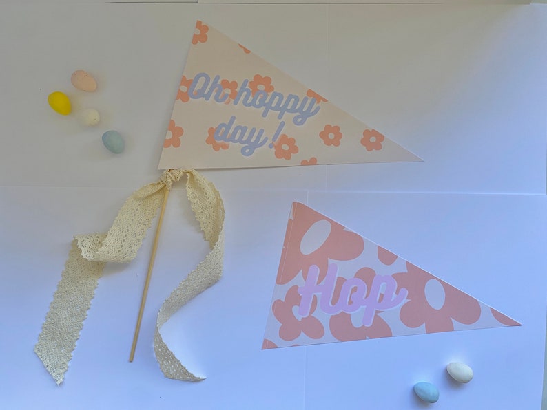 Easter Pennant Flags, Easter Basket Printable, Spring Pennant, Easter ...