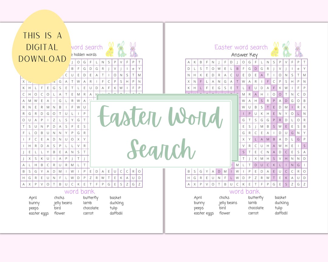Easter Egg Word Search, Printable Easter Games, Easter Puzzles, Spring ...