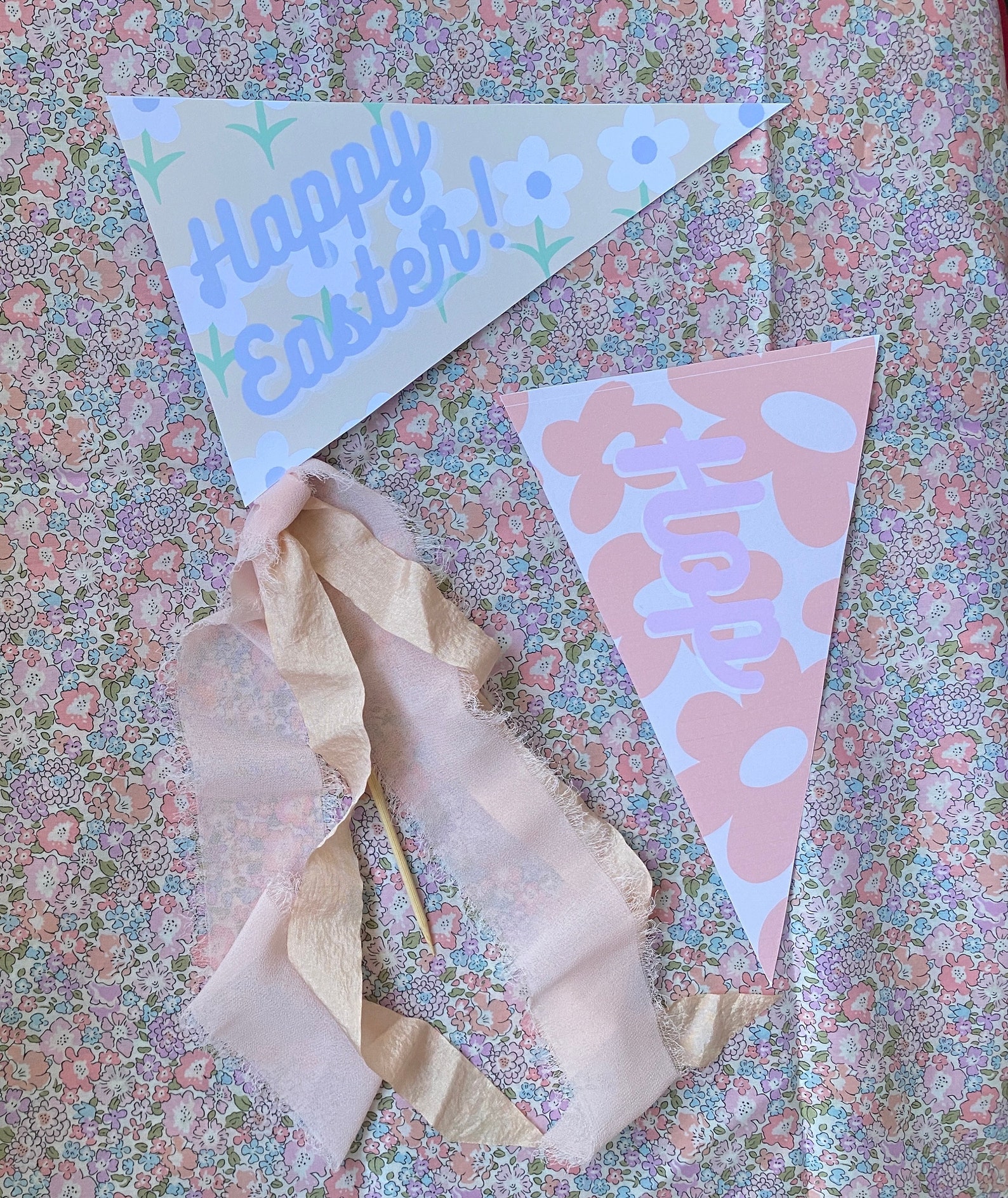 Easter Pennant Flags, Easter Basket Printable, Spring Pennant, Easter ...