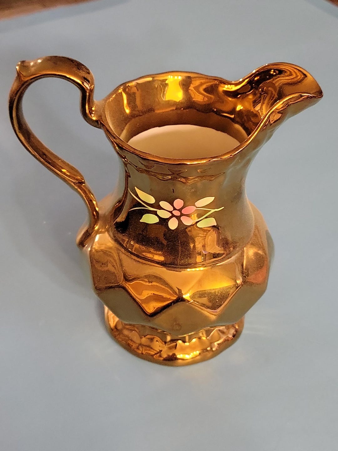 Wade Beautiful Gold Pitcher With Flowers. - Etsy