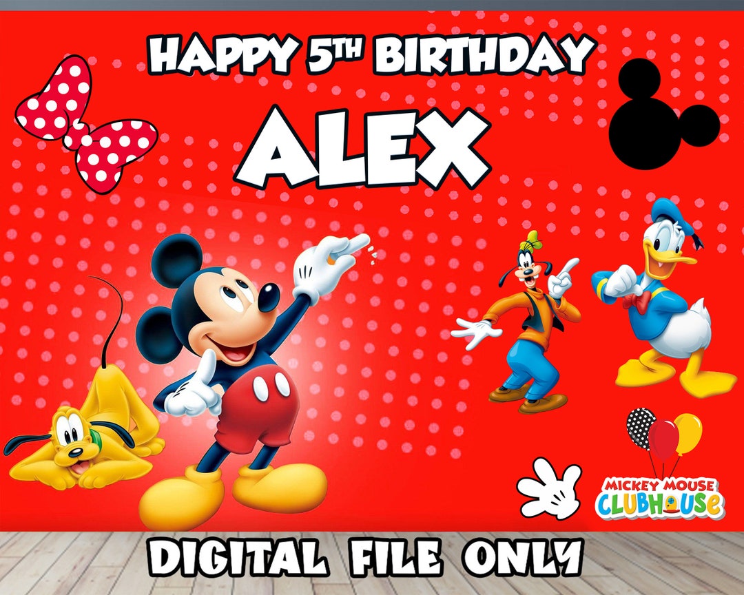 Mickey Mouse Backdrop, Mickey Mouse Birthday Banner, Mickey Mouse ...