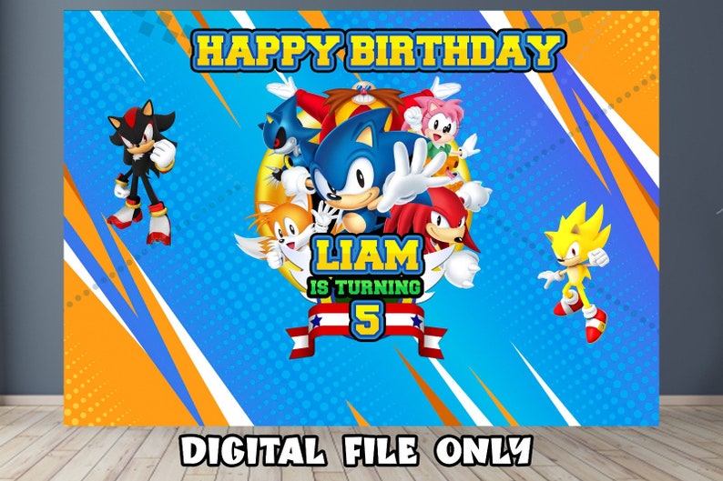 Sonic Backdrop Sonic Birthday Banner Sonic Decoration Party - Etsy