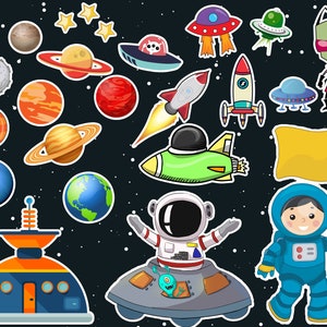 Instant Download Space, Planets, Astronaut and UFO Clipart and PNG ...