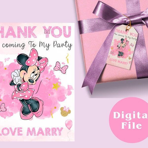 Thank You Card Template Minnie Mouse - Etsy