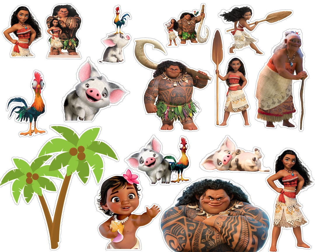 Instant Download Moana Cake Topper, Moana Party Supplies, Moana Clipart ...