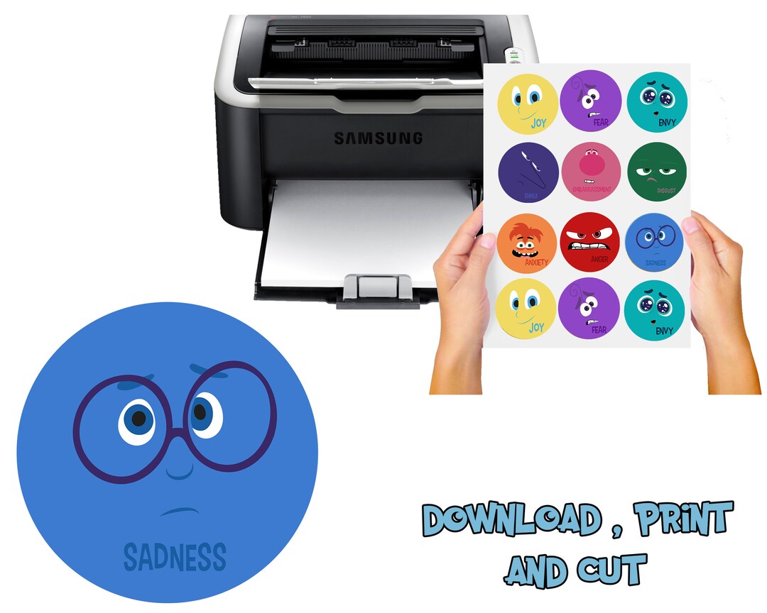 Instant Download Inside Out 2 Sticker, Inside Out 2 Party Supplies ...