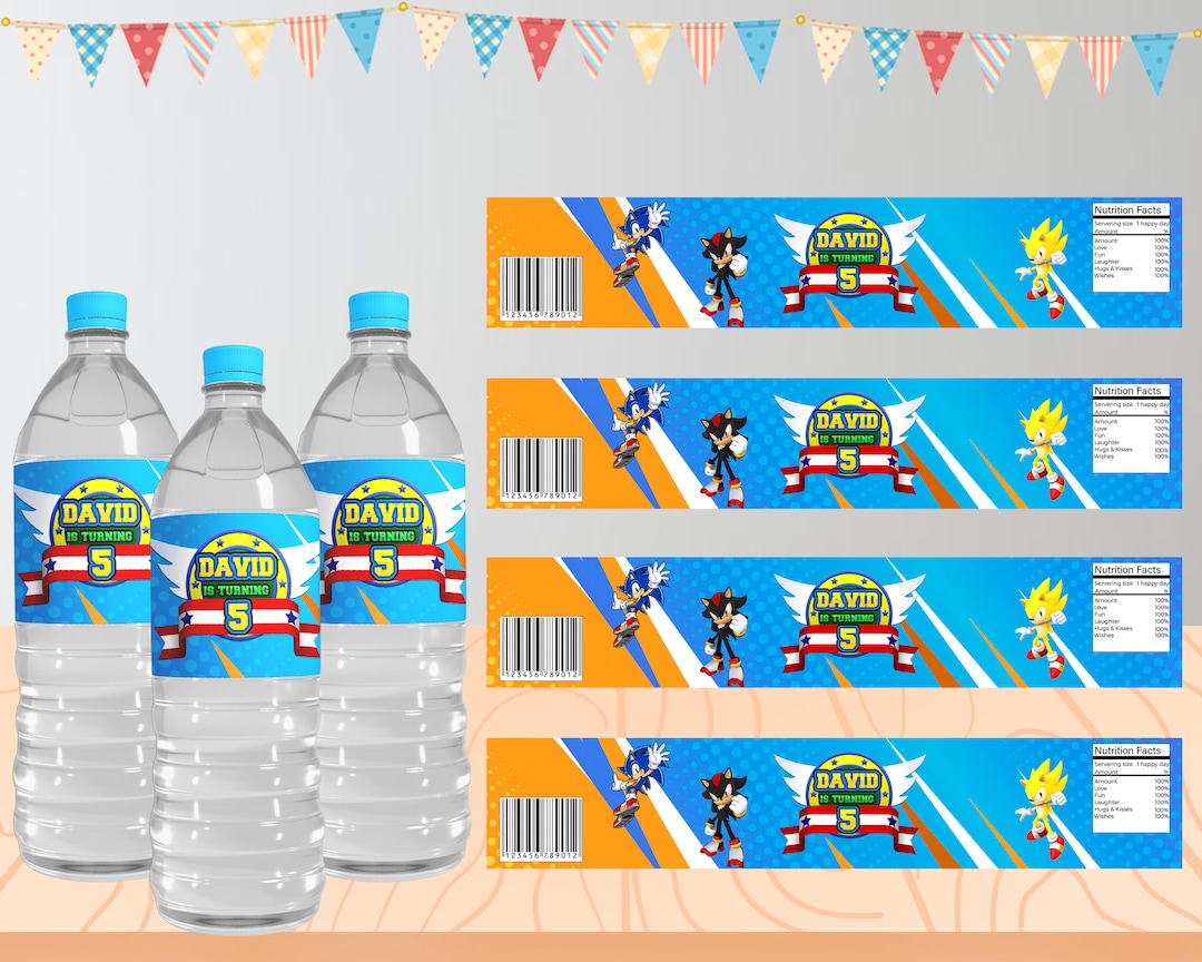Personalized Sonic Water Bottle Label, Sonic Birthday Party Labels ...