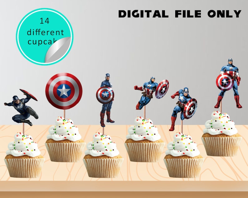 Instant Download Captain America Cake Topper Captain America - Etsy