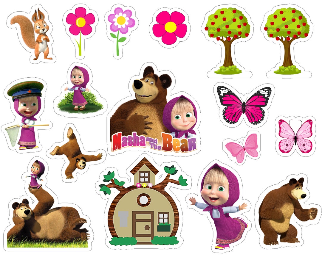 Instant Download Masha and the Bear Cake Topper Masha Party - Etsy ...