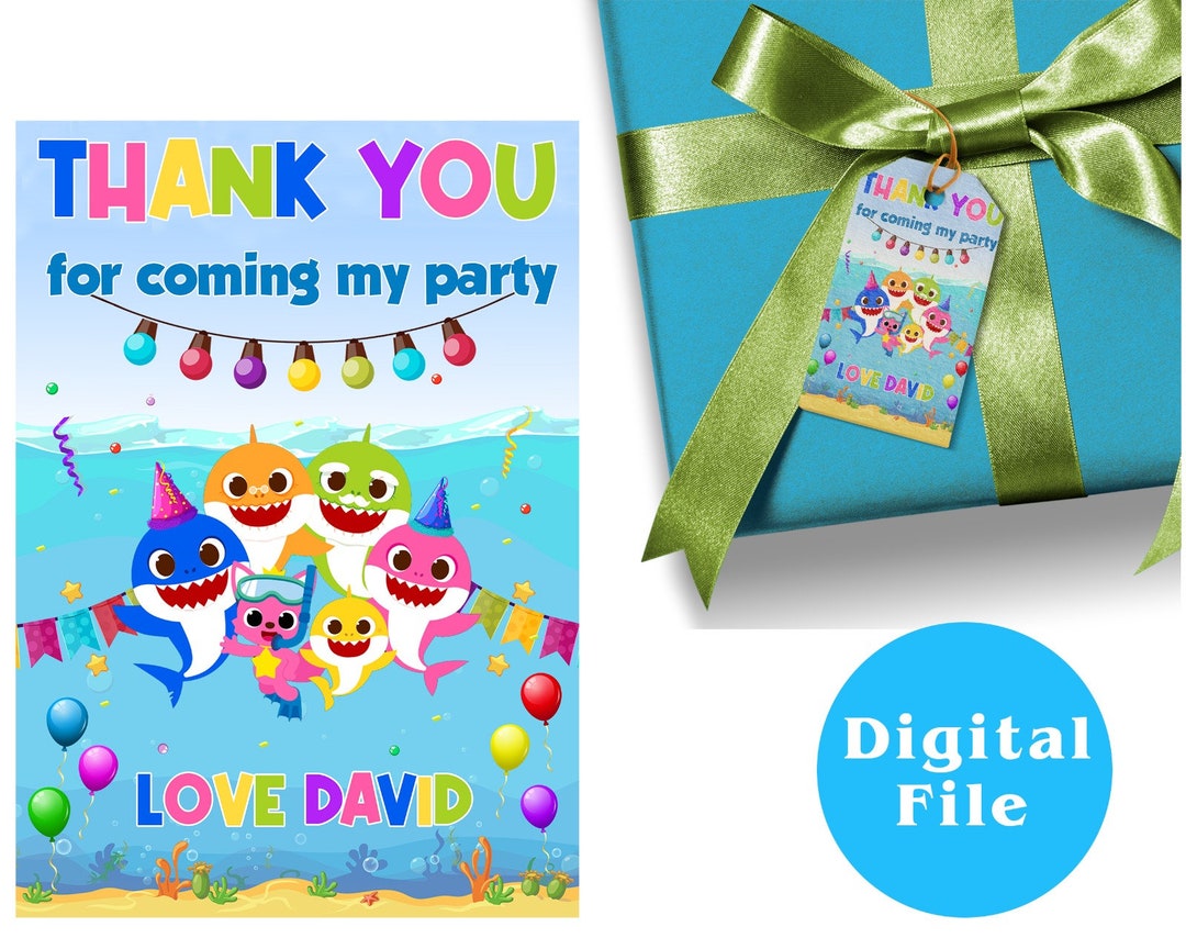 Baby Shark Thank You Card Template Printable, Customizable Baby Sharj ...