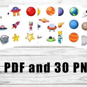 Instant Download Space, Planets, Astronaut and UFO Clipart and PNG ...
