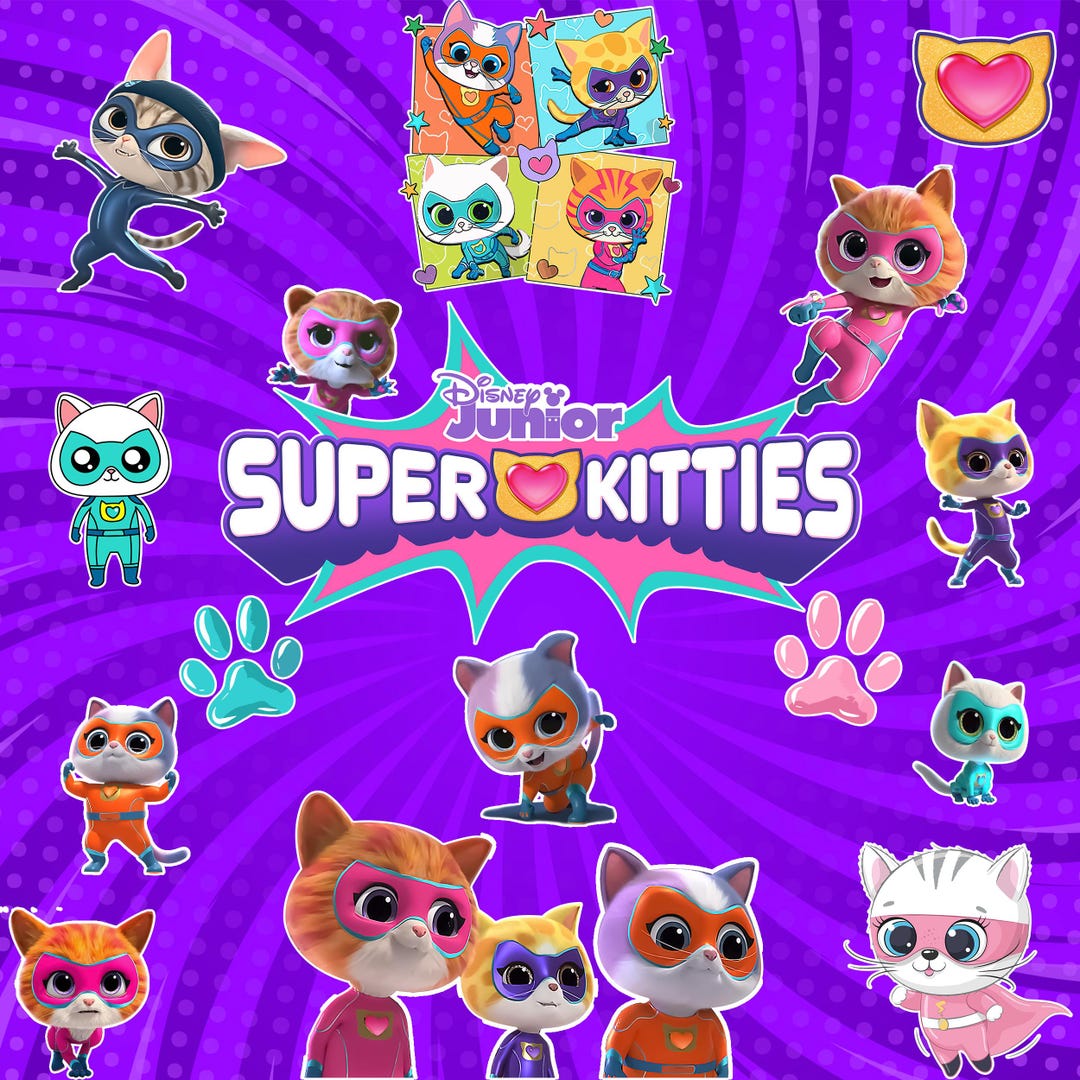 Instant Download Super Kitties Cake Topper Super Kitties Party Supplies Super Kitties Clipart