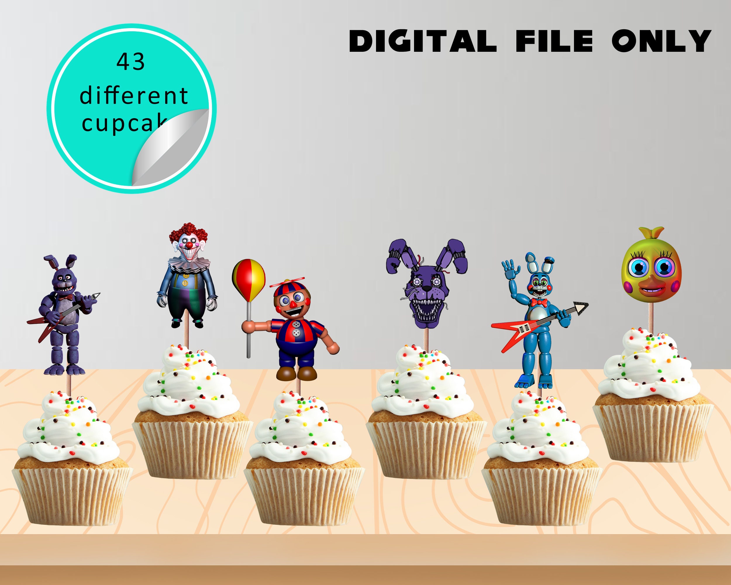 Instant Download Five Nights at Freddys Cake Topper Five - Etsy Australia