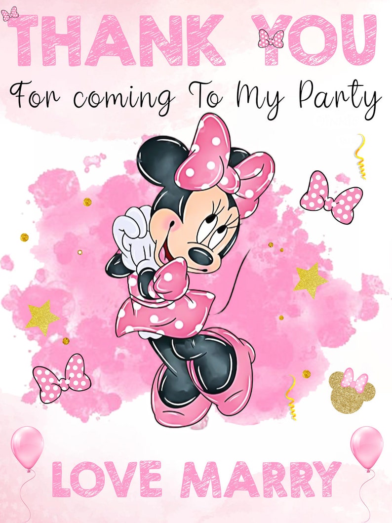 Minnie Mouse Thank You Gifts Template Printable Customizable - Etsy