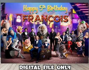 Sing 2 Birthday Banner, Sing 2 Birthday Backdrop, Sing 2 Decoration ...