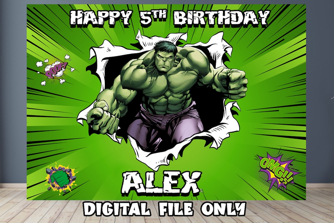 Hulk Birthday Backdrop, Hulk Banner, Hulk Decoration Party, Digital ...