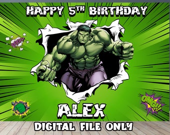 Hulk Birthday Banner, Hulk Birthday Backdrop ,superhero Birthday Banner ...