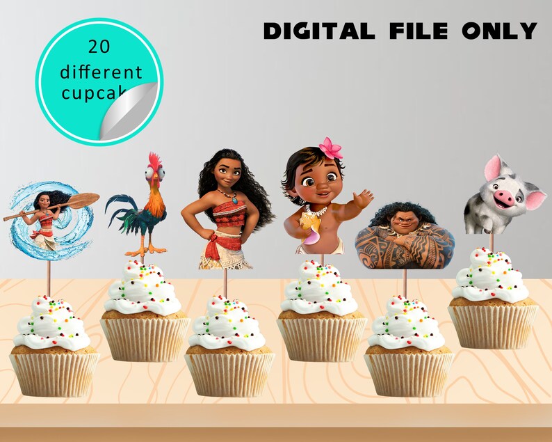 Instant Download Moana Cake Topper Moana Party Supplies - Etsy